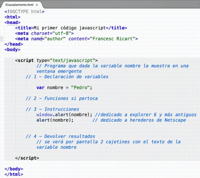 Javascript: Estructura básica de un script | @Francesc Ricart