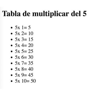Función javascript que escribe una tabla de multiplicar